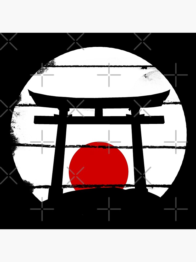 "Cool Japanese Torii Gate on a Hill With a Red Sunset Sun and White ...