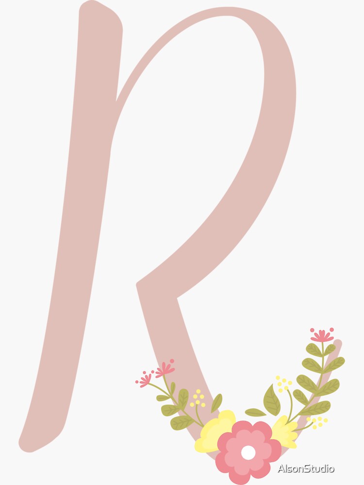"Letter "R" Cursive- Light Pink " Sticker for Sale by AlsonStudio ...