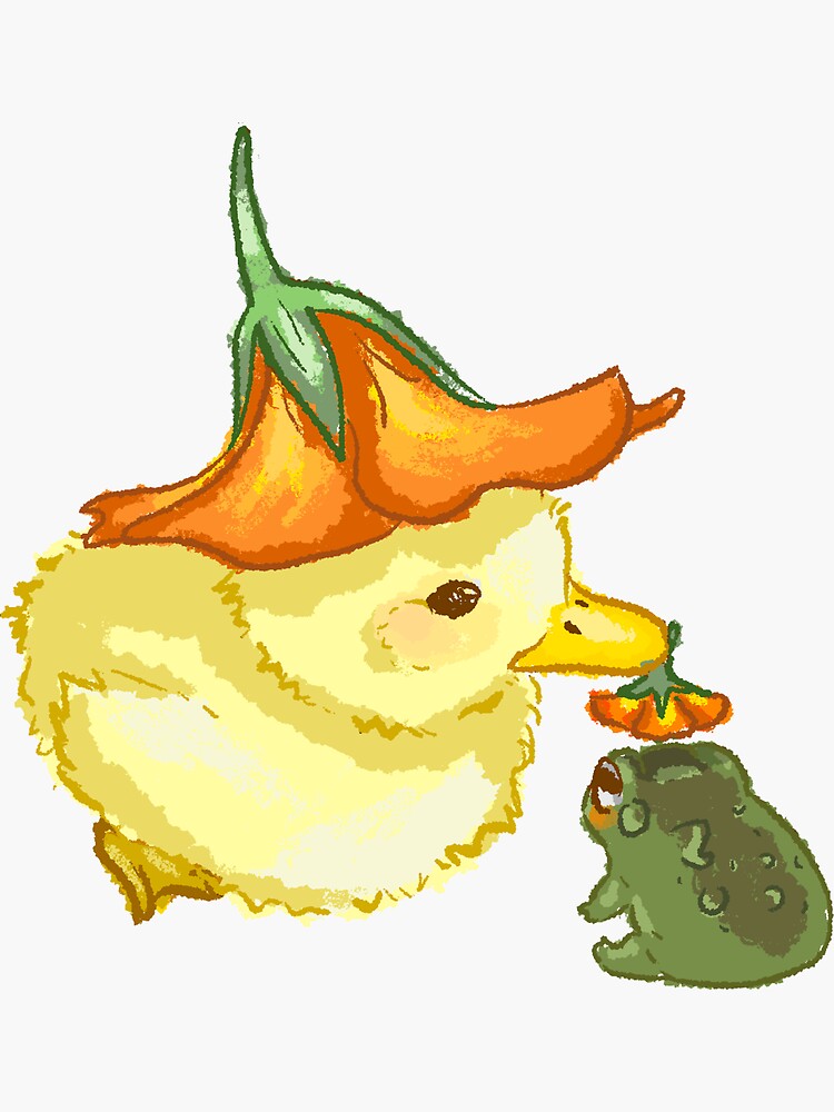 "Duck and Frog Flower Hat" Sticker for Sale by ASunnyDayInMay | Redbubble