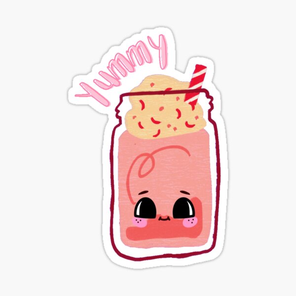 "Yummy Pink Milkshake" Sticker for Sale by ArtistryTales | Redbubble
