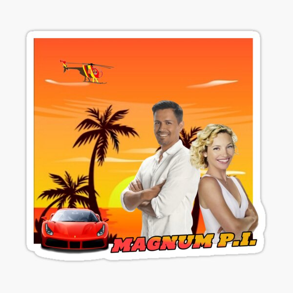 "Rebooted Magnum Pi T-shirt " Sticker for Sale by YvonneTLH09 | Redbubble