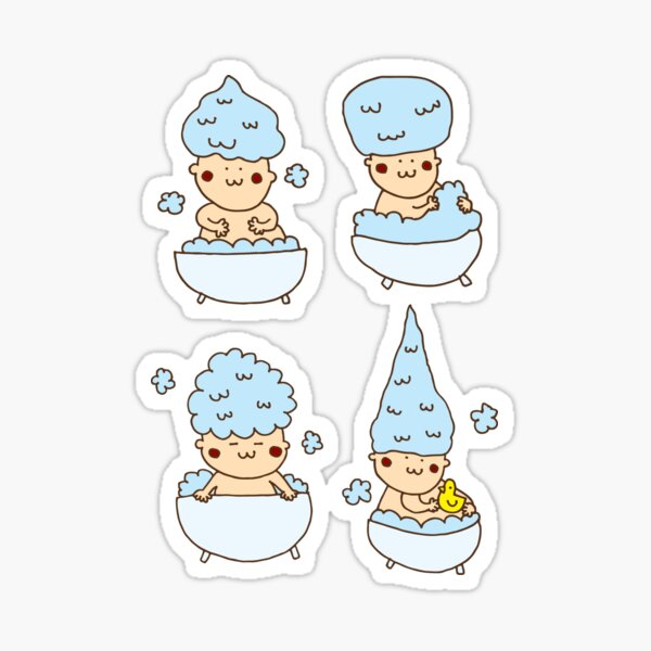 "Bath time!" Sticker by littleredcheeks | Redbubble