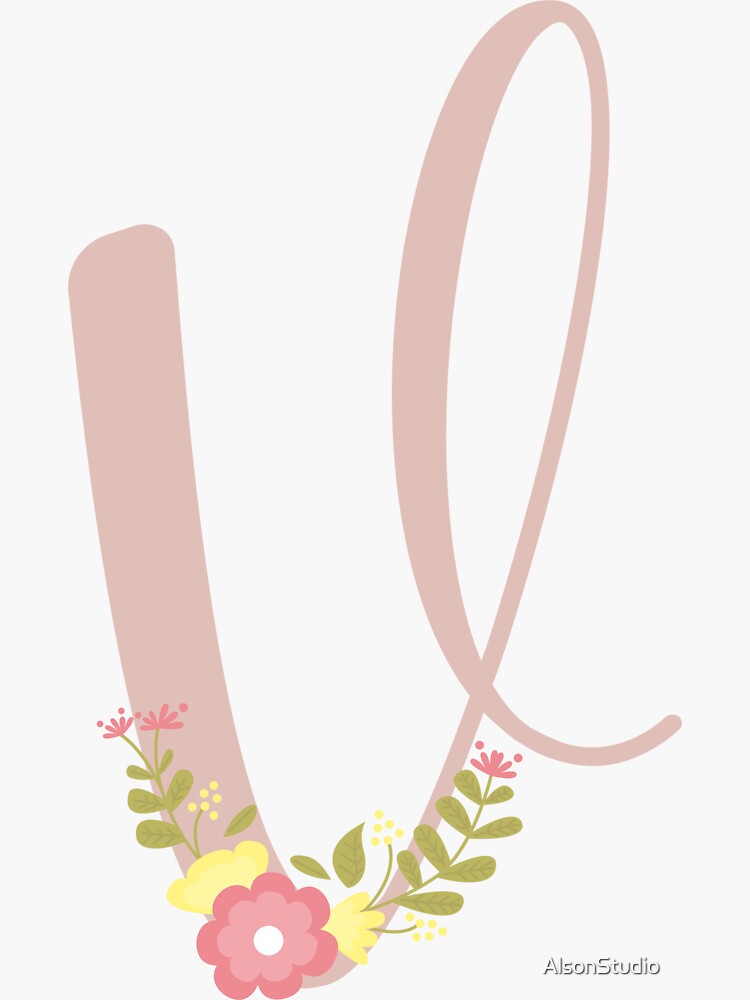 "Letter "V" Cursive- Light Pink " Sticker for Sale by AlsonStudio ...