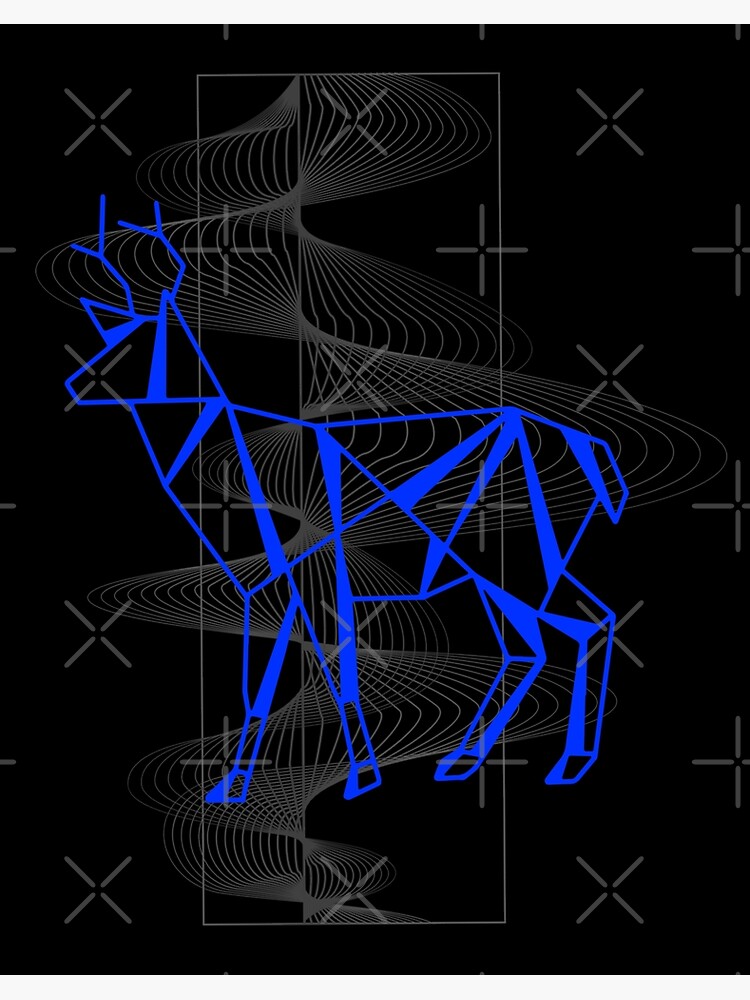 "Blue Geometric Stag - With Wavy Lines Behind - Vortex" Art Board Print ...