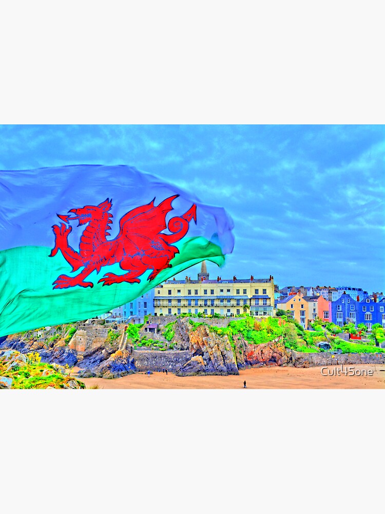 "Welsh Flag at Tenby in Wales" Sticker for Sale by Cult45one | Redbubble