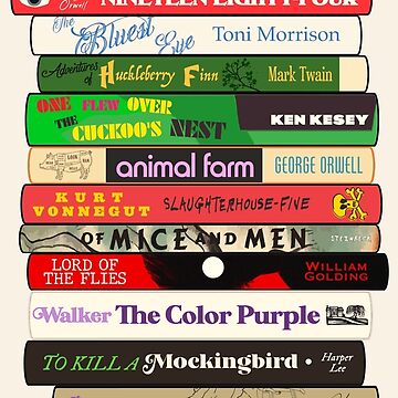 "Classic Banned Books Stack" Sticker for Sale by ourkid | Redbubble