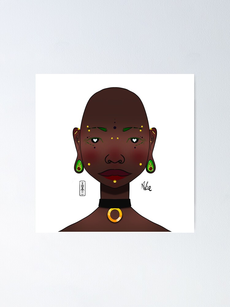 "Bald Baddie w/ avocado gages v1" Poster for Sale by ChaosNoir | Redbubble
