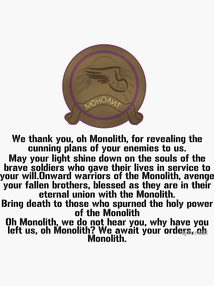 "Monolith preacher speech" Sticker for Sale by ajmcmast | Redbubble