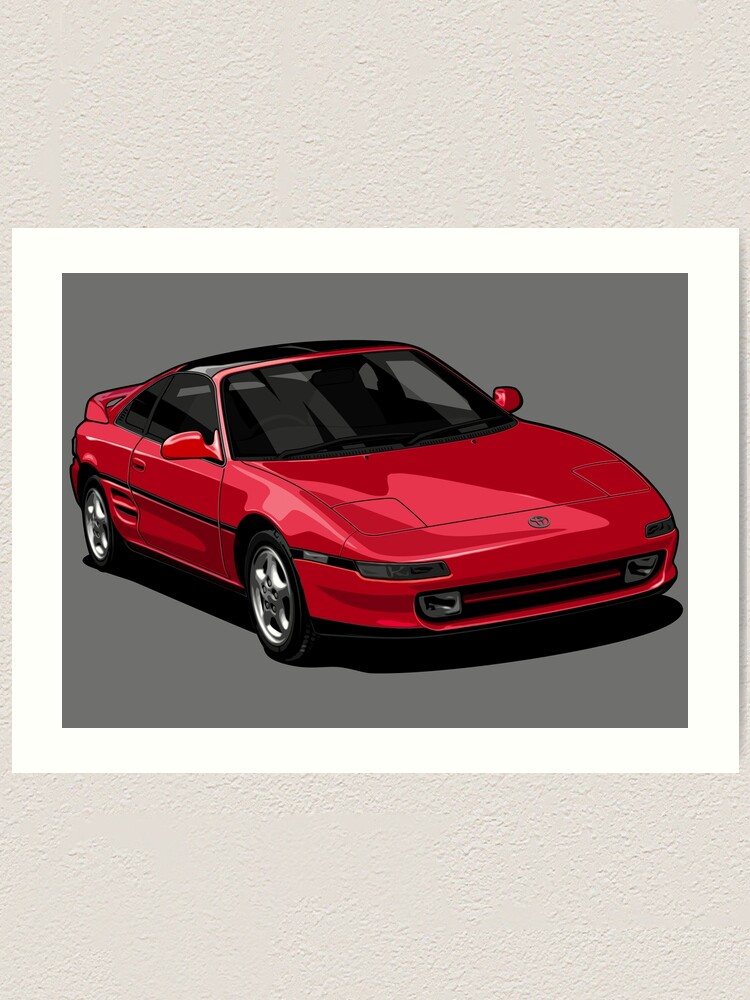 "Illustration Toyota MR2 Fire RED 90's ICON Graphic Artwork JDM Japan ...