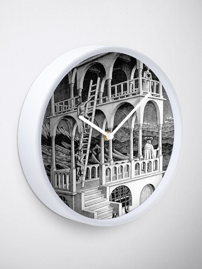"M.C. Escher artwork" Clock for Sale by itsmeart | Redbubble
