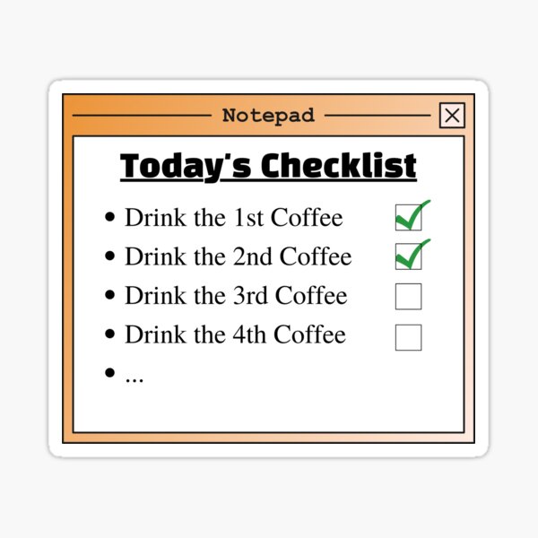 "Coffee Checklist" Sticker for Sale by abc-print | Redbubble