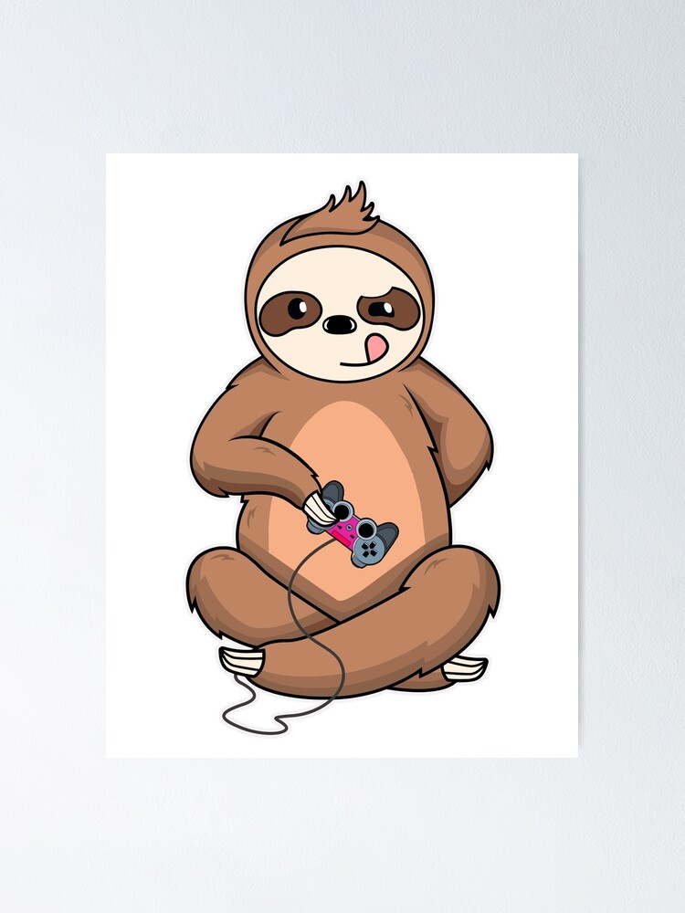 "Adorable Kawaii Gaming Sloth" Poster for Sale by CreativeCranium ...
