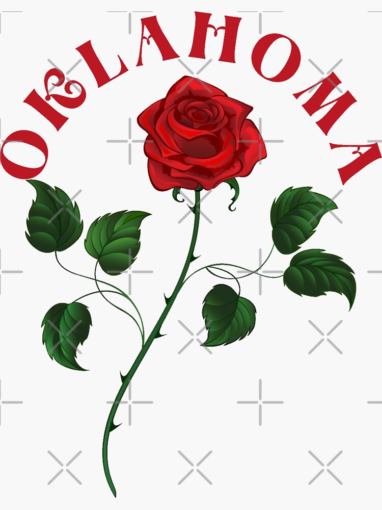 "Romantic Rosa "Oklahoma" - Red Text (State Flower; Two Text Colors ...