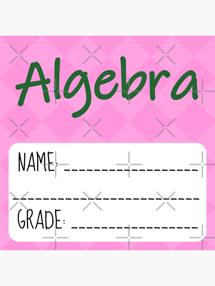 "Algebra notebook labels for school - pink " Sticker for Sale by ...