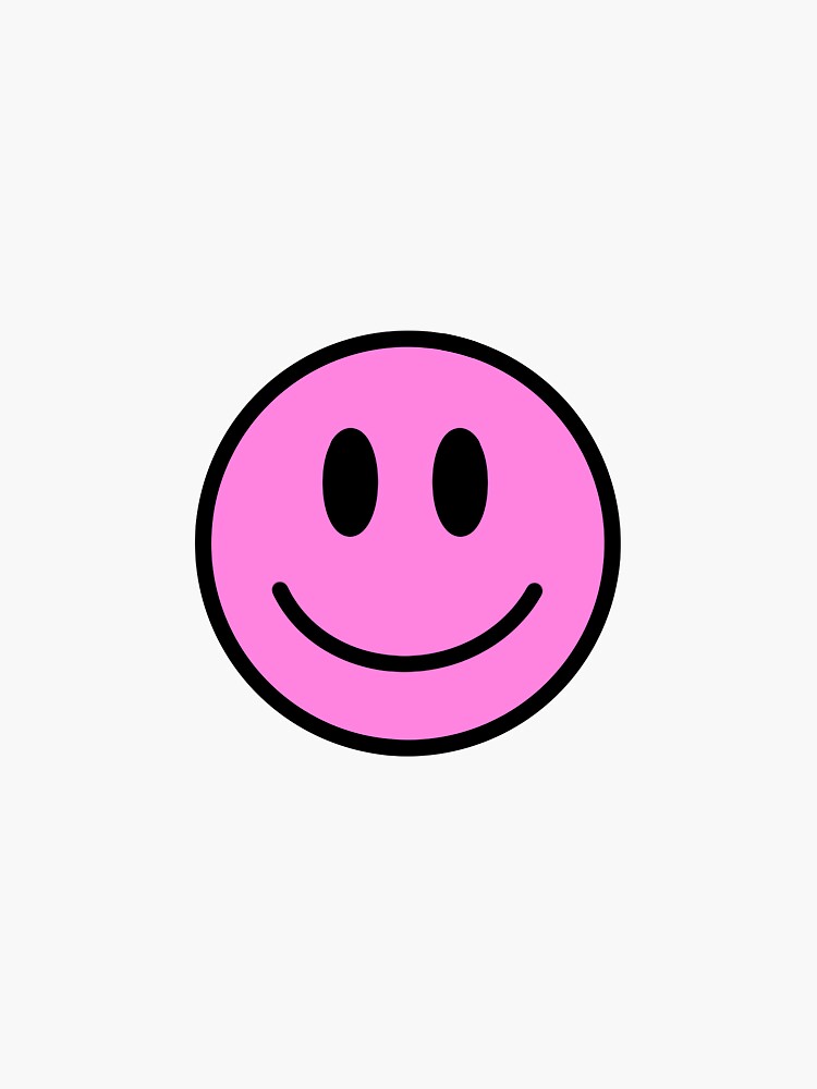 "Pink Smiley Face" Sticker for Sale by emilyvanhouten- | Redbubble