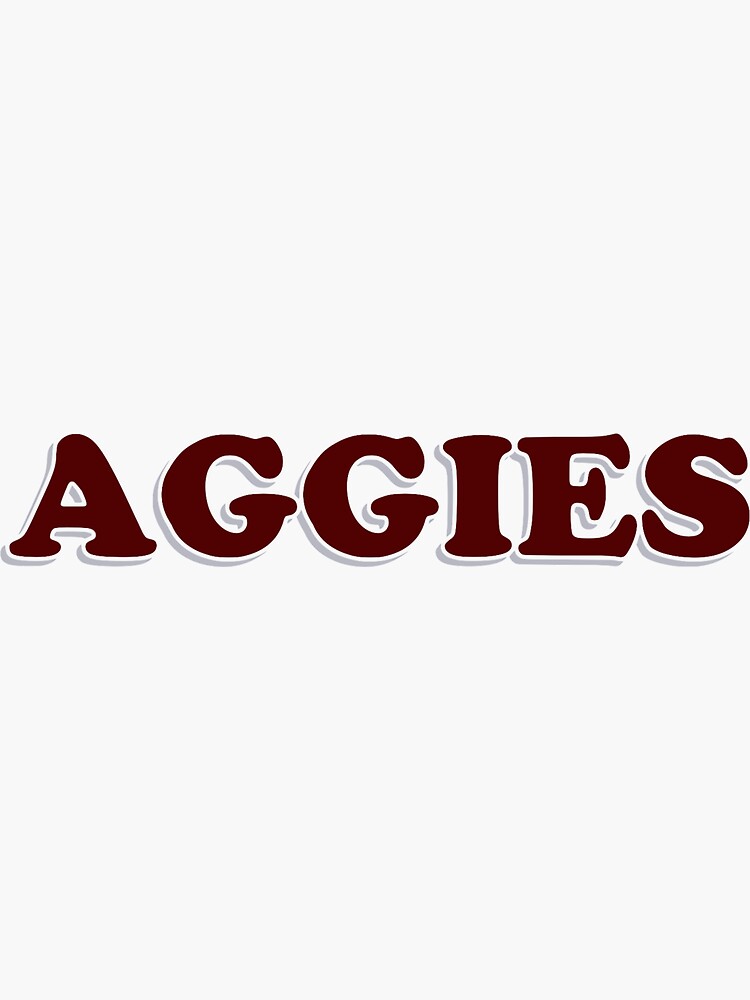 "AGGIES Text" Sticker for Sale by FanZoo | Redbubble