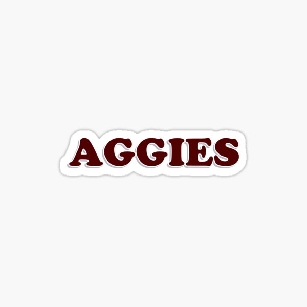 "AGGIES Text" Sticker for Sale by FanZoo | Redbubble