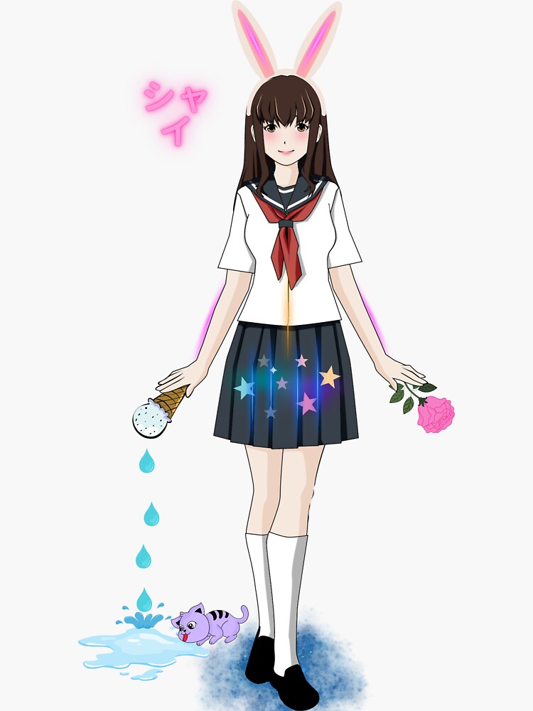 "anime shy girl" Sticker for Sale by Black0Wolf | Redbubble