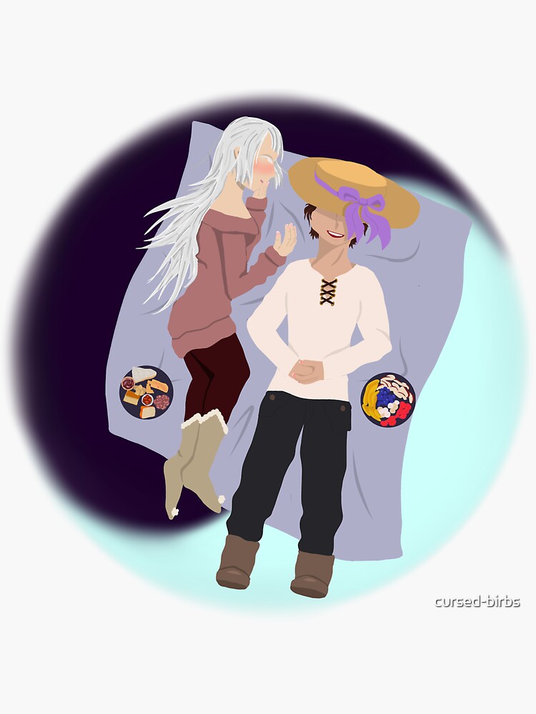 "Isaac and Philomela " Sticker for Sale by cursed-birbs | Redbubble