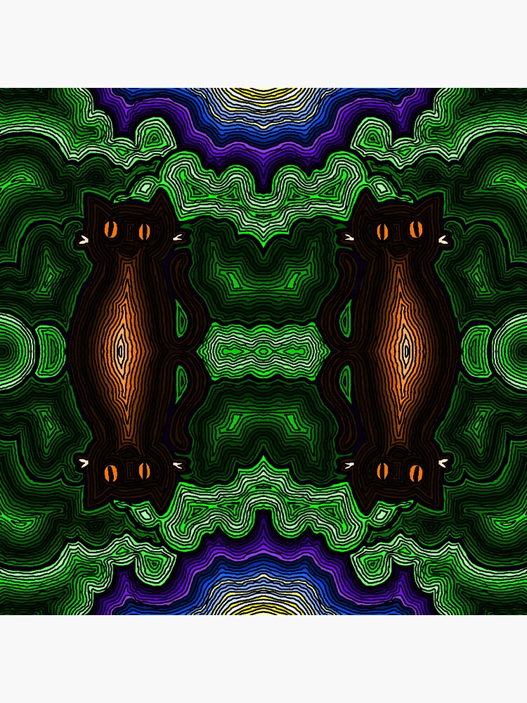 "Midnight Cat Psychedelic" Sticker for Sale by DTennyDoes | Redbubble