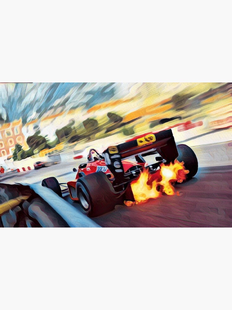 "F1 Fire Spitting Ferrari Monaco Stefan Johansson Poster" Sticker for ...