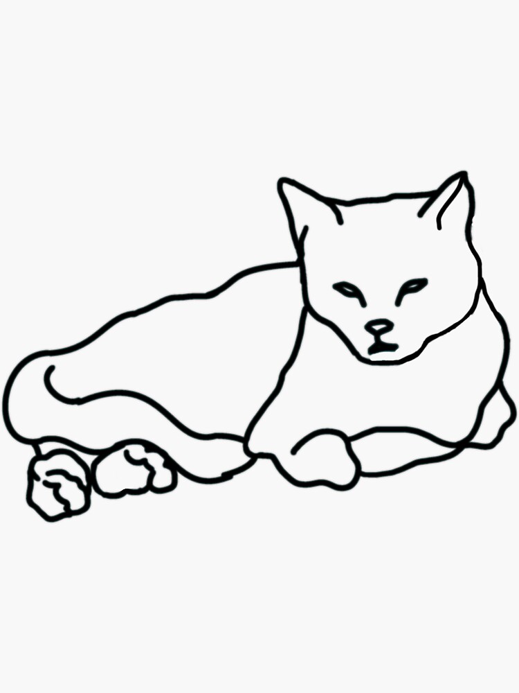 Cat Lying Down Outline Sticker For Sale By Minervalus Art Redbubble