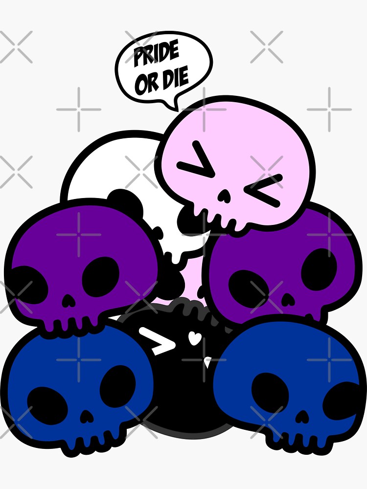 "Kawaii Genderfluid Skull Pile Flag Stuff Pride or Die Cute " Sticker ...