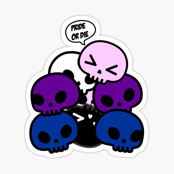 "Kawaii Genderfluid Skull Pile Flag Stuff Pride or Die Cute " Sticker ...