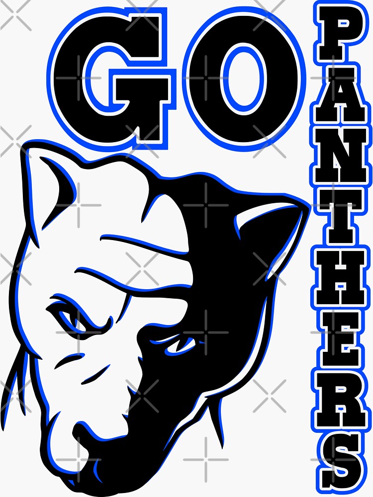 "Go Panthers Sports Team Spirit Design in Black and Blue" Sticker for ...