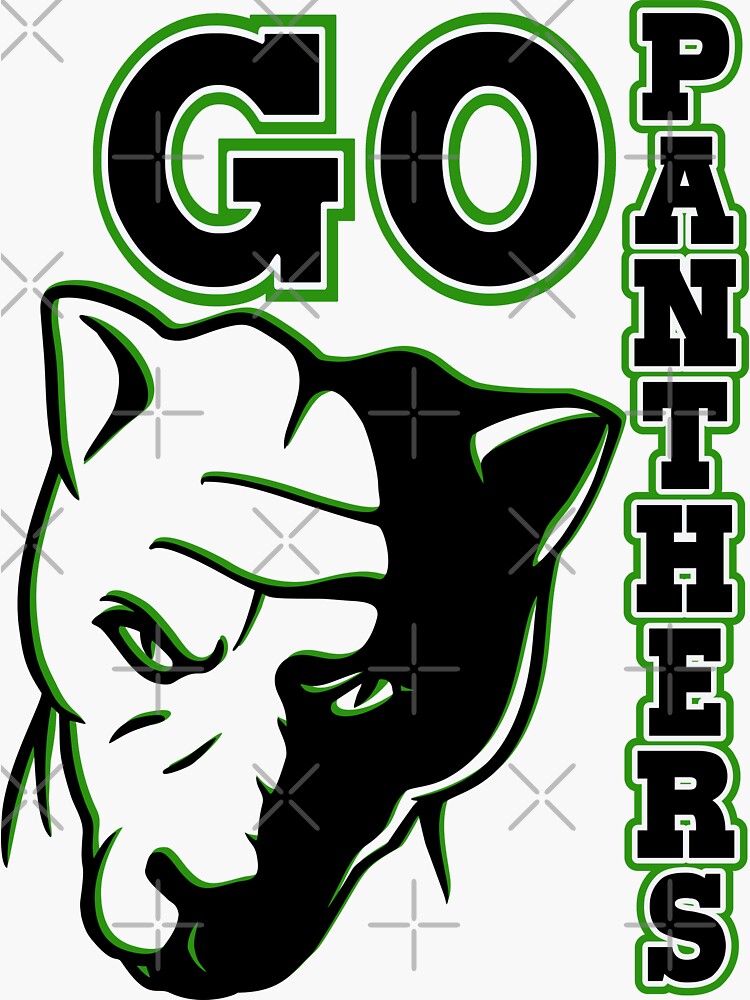 "Go Panthers Sports Team Spirit Design in Black and Green" Sticker for ...