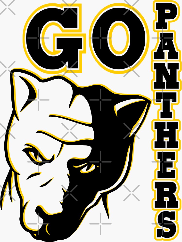 "Go Panthers Sports Team Spirit Design in Black and Gold" Sticker for ...