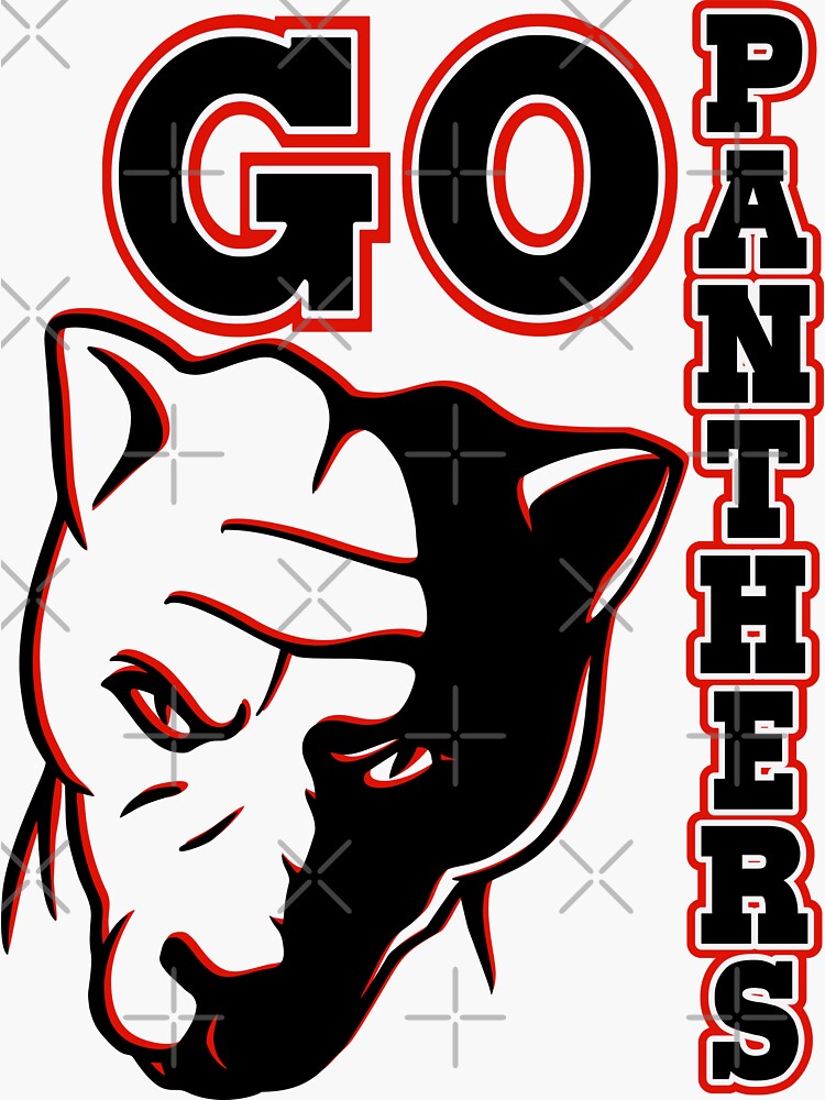 "Go Panthers Sports Team Spirit Design in Black and Red" Sticker for ...