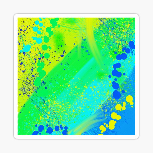 "Neon Green and Blue Paint Splatter Abstract" Sticker for Sale by ...
