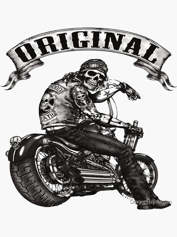 "Biker" Sticker by DragonRojoUrban | Redbubble