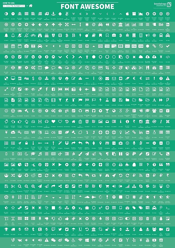 "Font Awesome Cheatsheet (v4.2.0)" by jamescroft | Redbubble