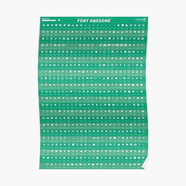 "Font Awesome Cheatsheet (v4.2.0)" Poster for Sale by jamescroft ...