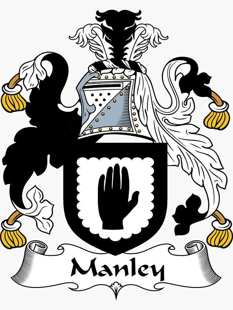 "Manley or Mandley" Sticker by HaroldHeraldry | Redbubble