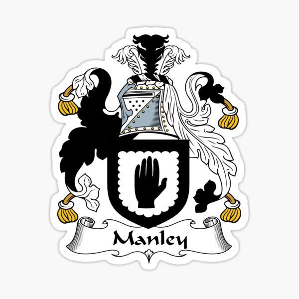 "Manley or Mandley" Sticker by HaroldHeraldry | Redbubble
