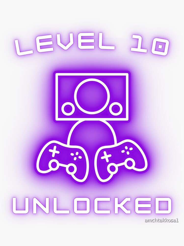 "Level 10 Unlocked 10th Birthday Gift for Video Gamers " Sticker for ...