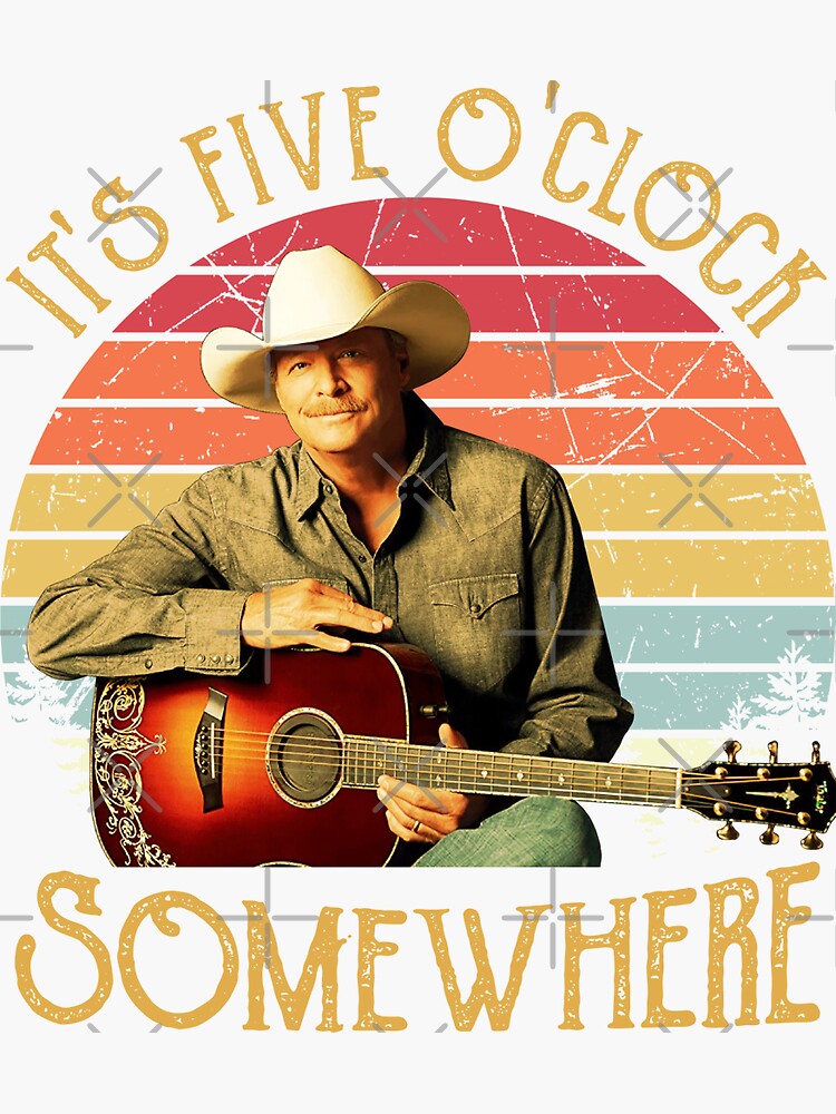 "Alan Jackson It's Five O' Clock Somewhere Vintage Retro" Sticker for ...