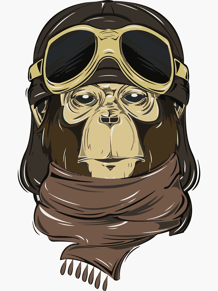 "monkey pilot" Sticker for Sale by Egezinti | Redbubble