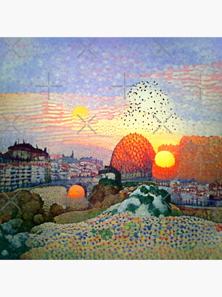 "Sunrise Pointillism Art" Sticker for Sale by SubhranilDhar | Redbubble