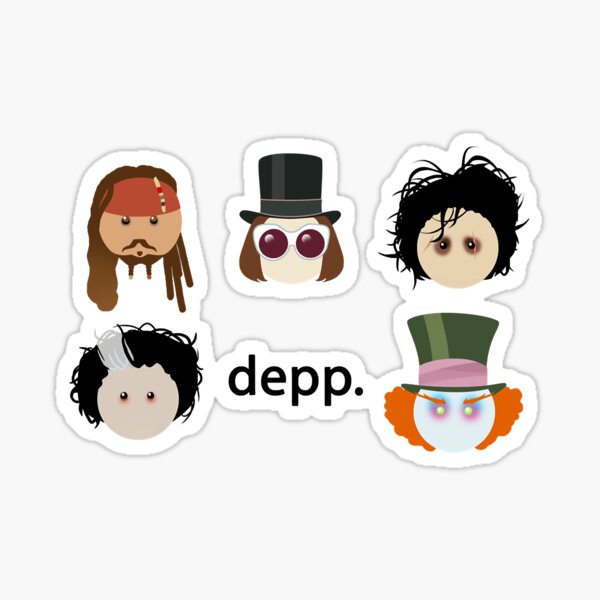 "Depp. Johnny Depp characters " Sticker for Sale by giontamftrimmqa ...