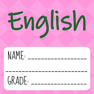 "English notebook labels for school - pink " Sticker for Sale by ...