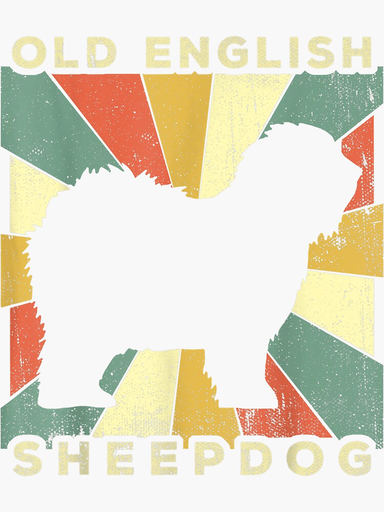 "Old English Sheepdog Dog Retro 70s Vintage Gift 10462" Sticker for ...