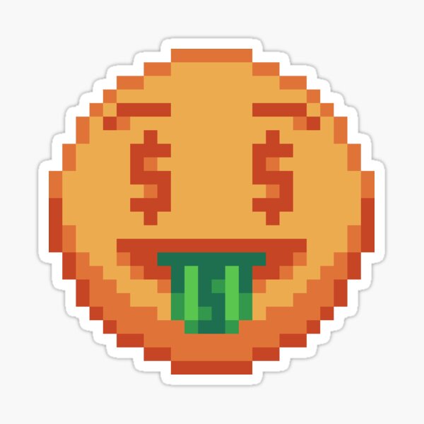 "Money loving pixel art emoji" Sticker for Sale by Bitfoundry | Redbubble