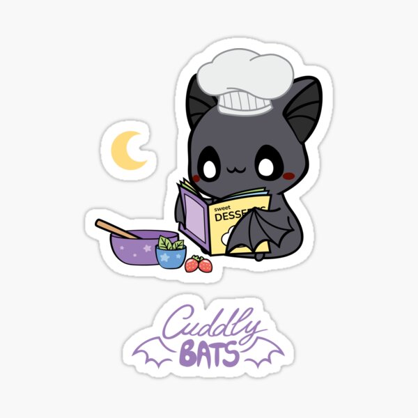 "Cute little bat cooking" Sticker for Sale by CuddlyBats | Redbubble