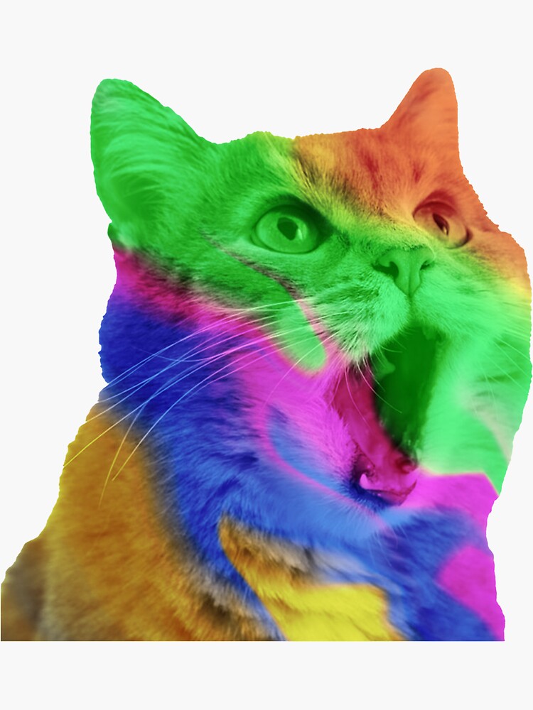 "rainbow cat, cat design, cat poster, cat smile, cat art" Sticker for ...