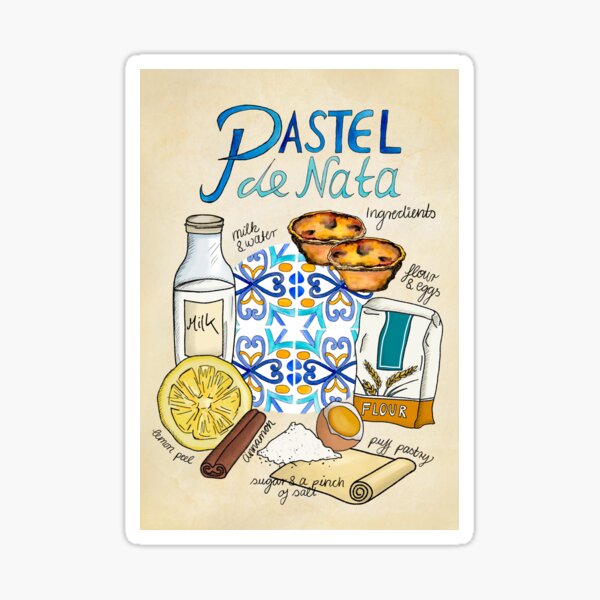 "Pastel de Nata - recipe" Sticker for Sale by ClaudiaBrueggen | Redbubble