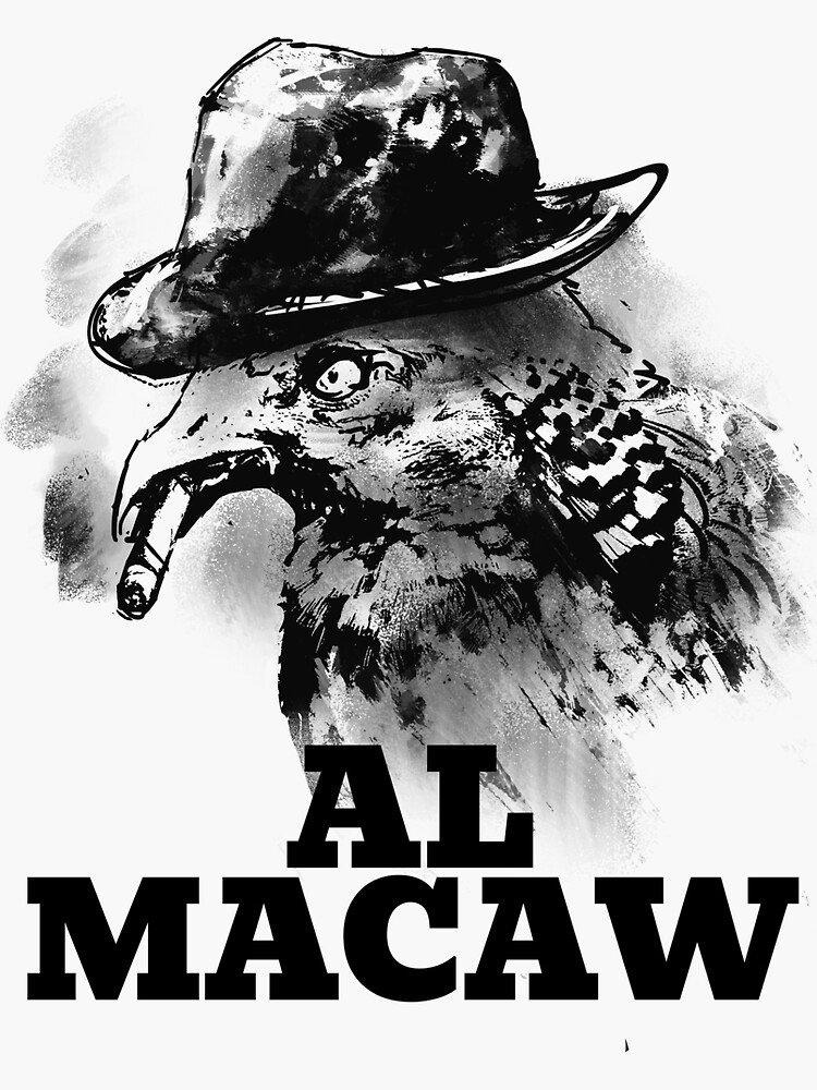 "Al Macaw - Al Capone Bird Wordplay" Sticker for Sale by Area31Studios ...